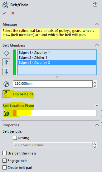 SOLIDWORKS: Belt/Chain Assembly Feature