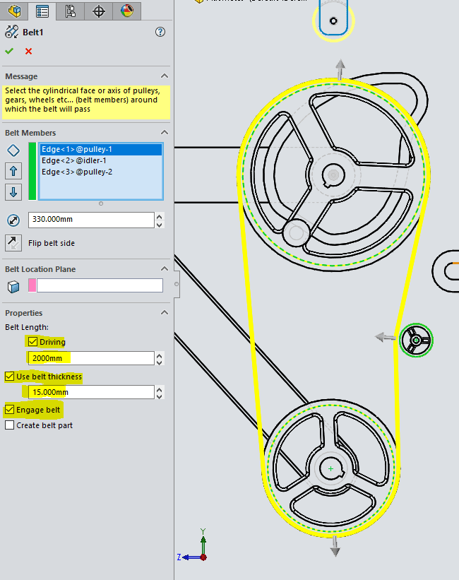 SOLIDWORKS: Belt/Chain Assembly Feature