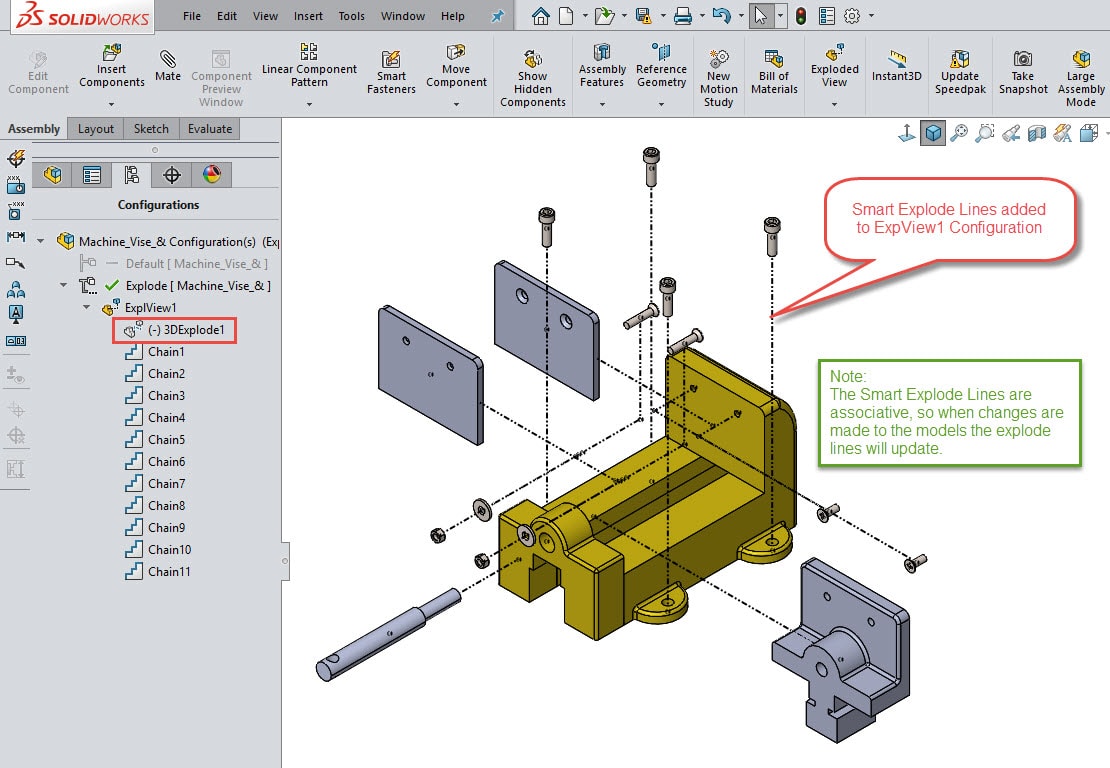 SOLIDWORKS 2018 What’s New – Smart Explode Lines – #SW2018
