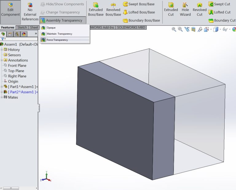 Solidworks Editing Parts In Context And Transparency Computer Aided Technology