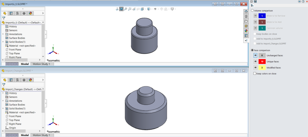 SOLIDWORKS Free Tools – Utilities – Compare Geometry