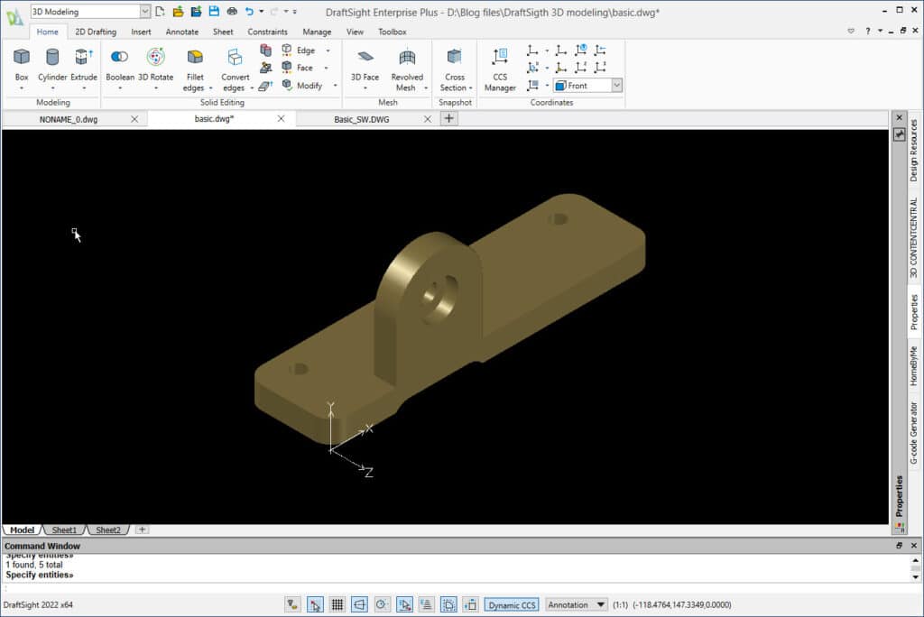 Creating Simple 3D Models with DraftSight