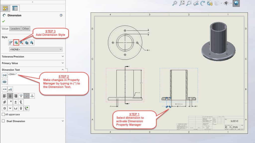 Increasing SOLIDWORKS Efficiency with Dimension Styles